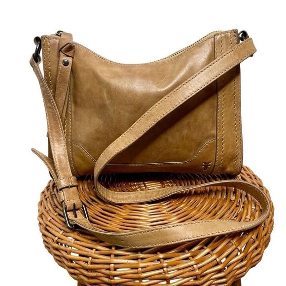Frye | Bags | Frye Melissa Antique Leather Tanbeige Zip Crossbody Bag ...